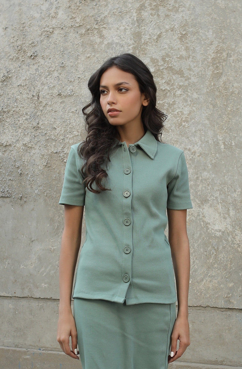 Elena Button Down Top – dresscodepk